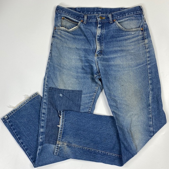 Lee | Jeans | Vintage Lee Denim Patch Straight Leg Jeans 36x24 | Poshmark